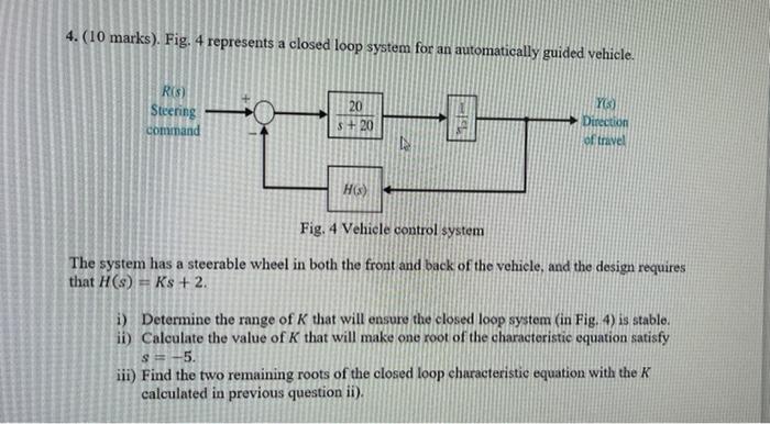 Solved 4. ( 10 marks). Fig. 4 represents a closed loop | Chegg.com