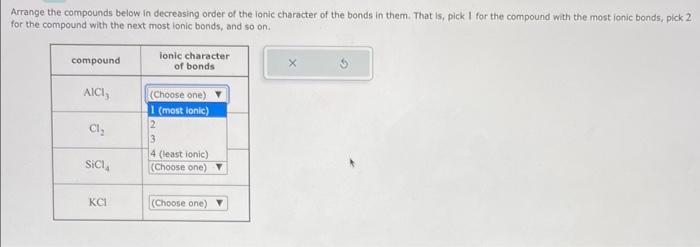 Solved Arrange the compounds below in decreasing order of | Chegg.com
