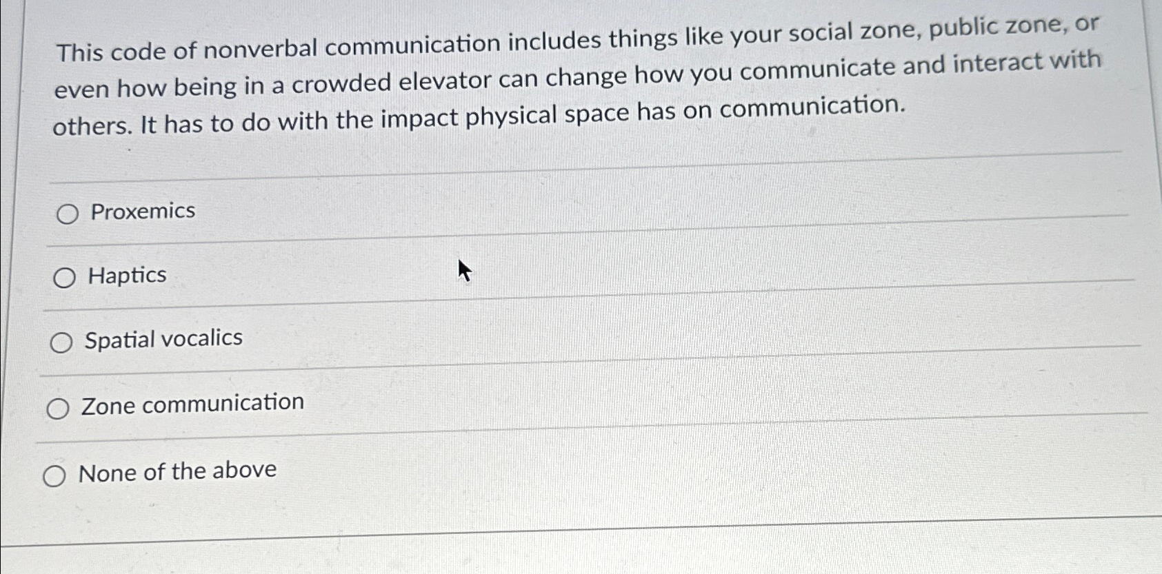 Solved This code of nonverbal communication includes things | Chegg.com