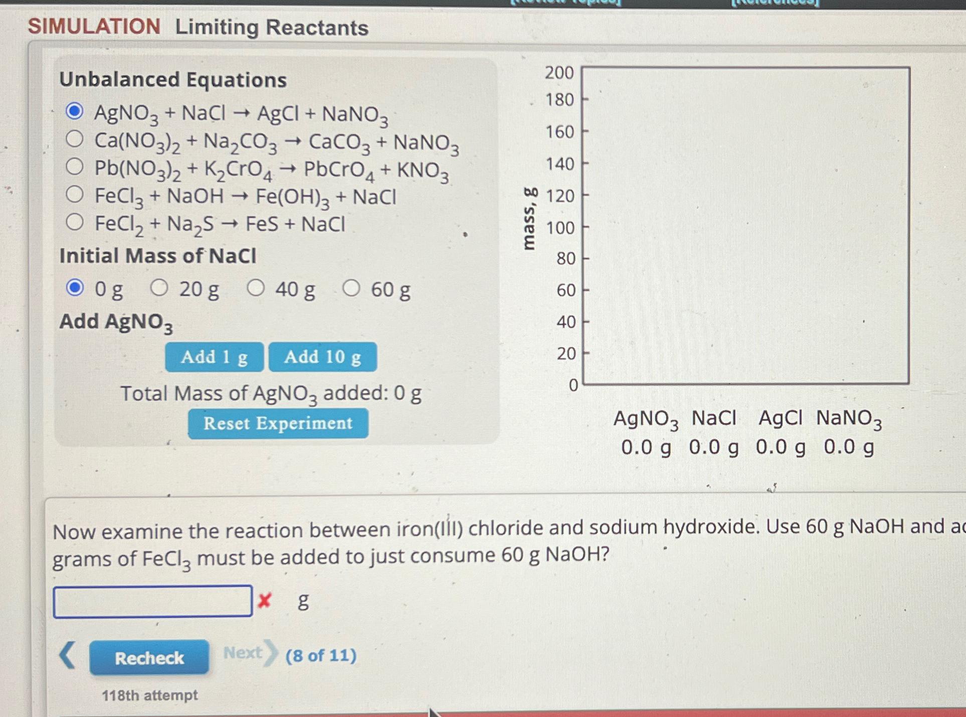 Solved SIMULATION Limiting ReactantsUnbalanced | Chegg.com