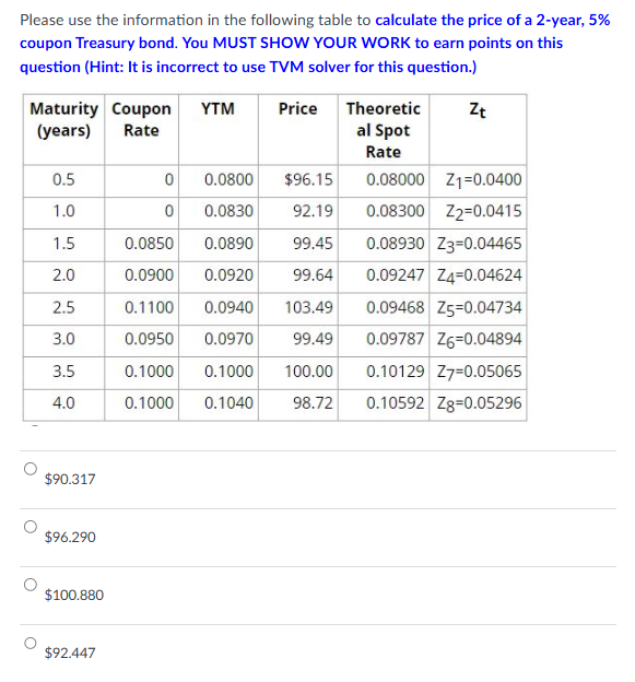 Solved Please use the information in ﻿the following table to | Chegg.com