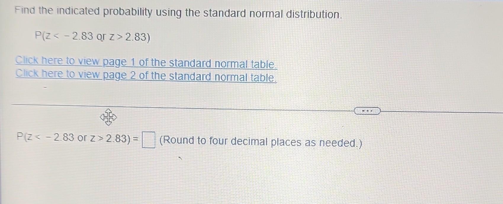 Solved Find the indicated probability using the standard | Chegg.com