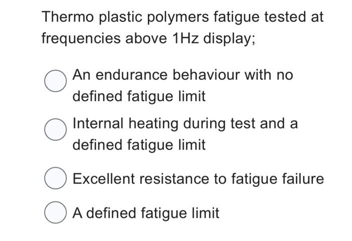 Solved Thermo plastic polymers fatigue tested at frequencies | Chegg.com