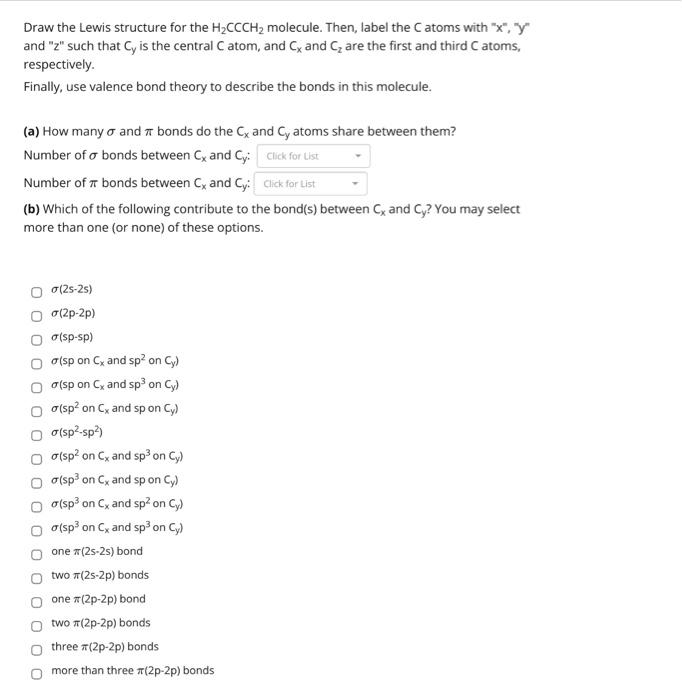 Solved Draw the Lewis structure for the H2CCCH2 molecule. | Chegg.com