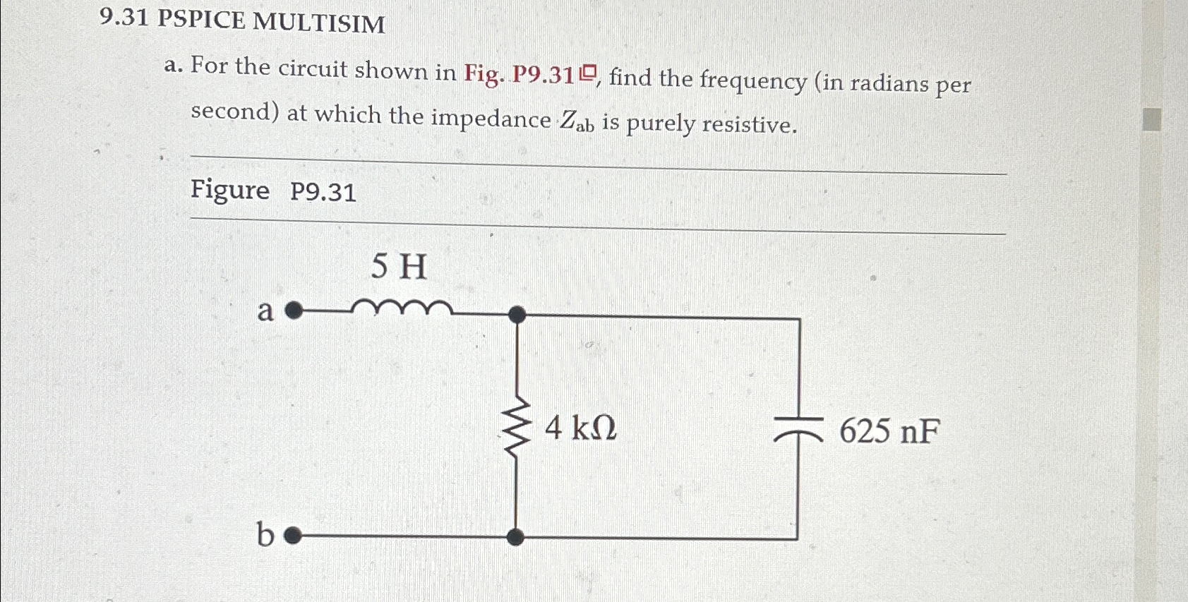 Solved 9.31 ﻿PSPICE MULTISIMa. ﻿For the circuit shown in | Chegg.com