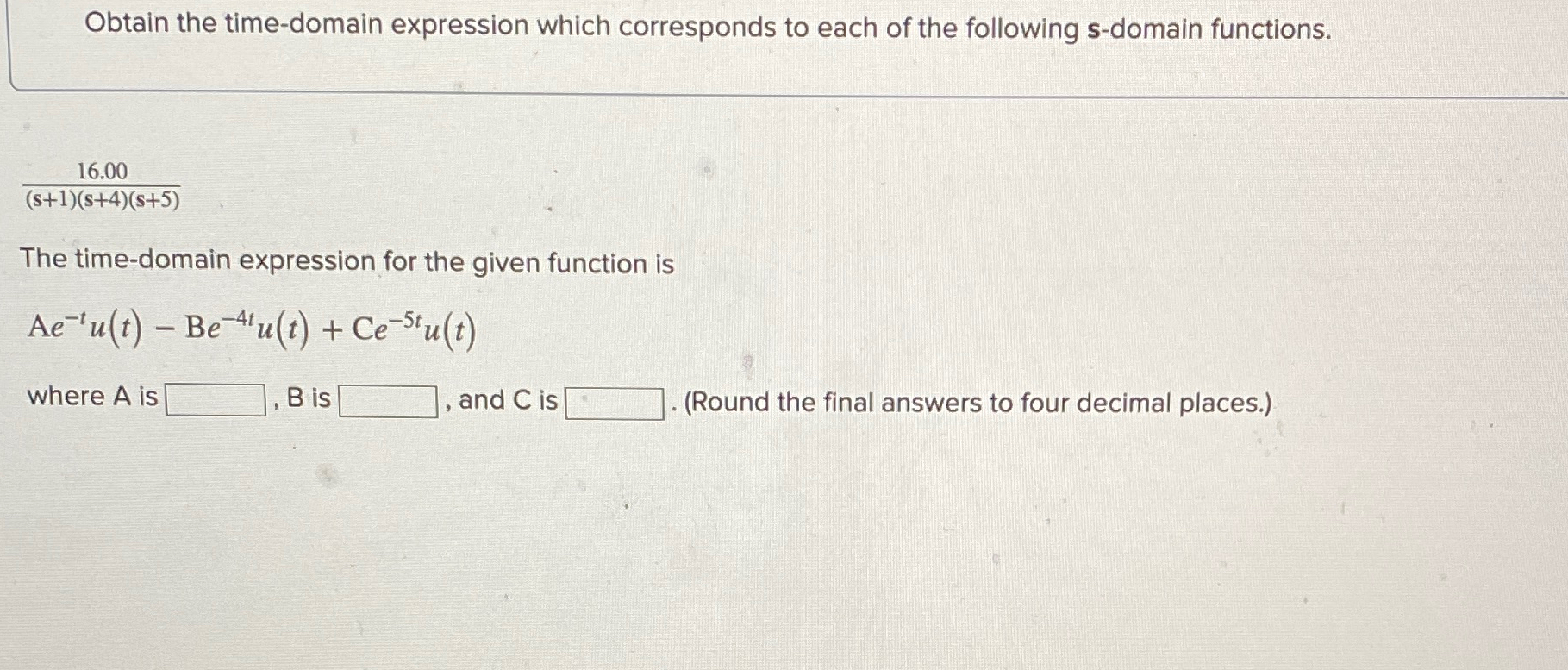Solved Obtain the time-domain expression which corresponds | Chegg.com