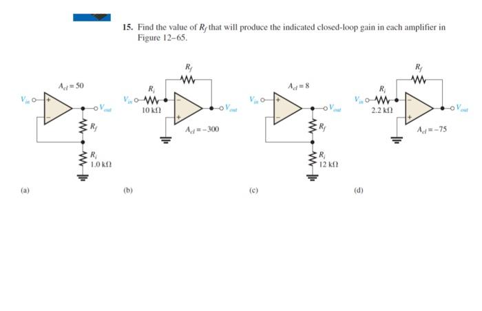 Solved 14. Determine the closed-loop gain of each amplifier | Chegg.com