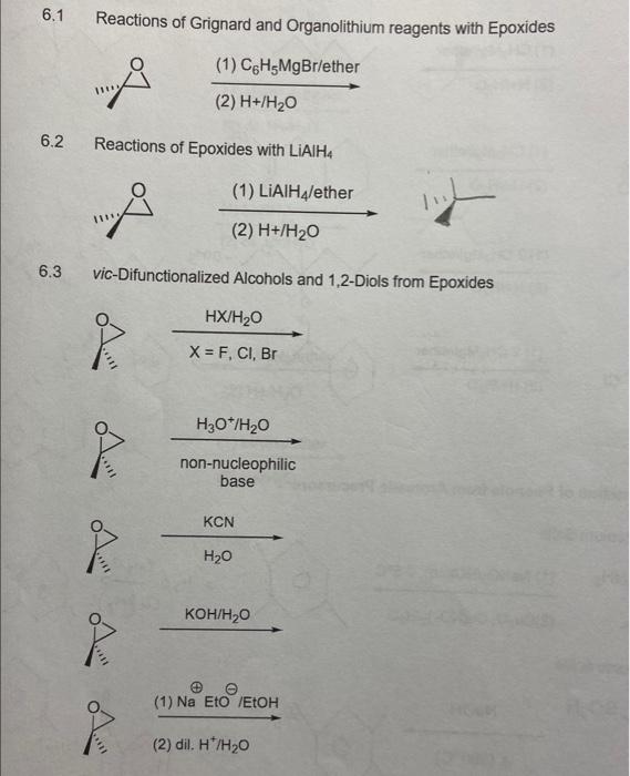 Solved 6.1 Reactions of Grignard and Organolithium reagents | Chegg.com
