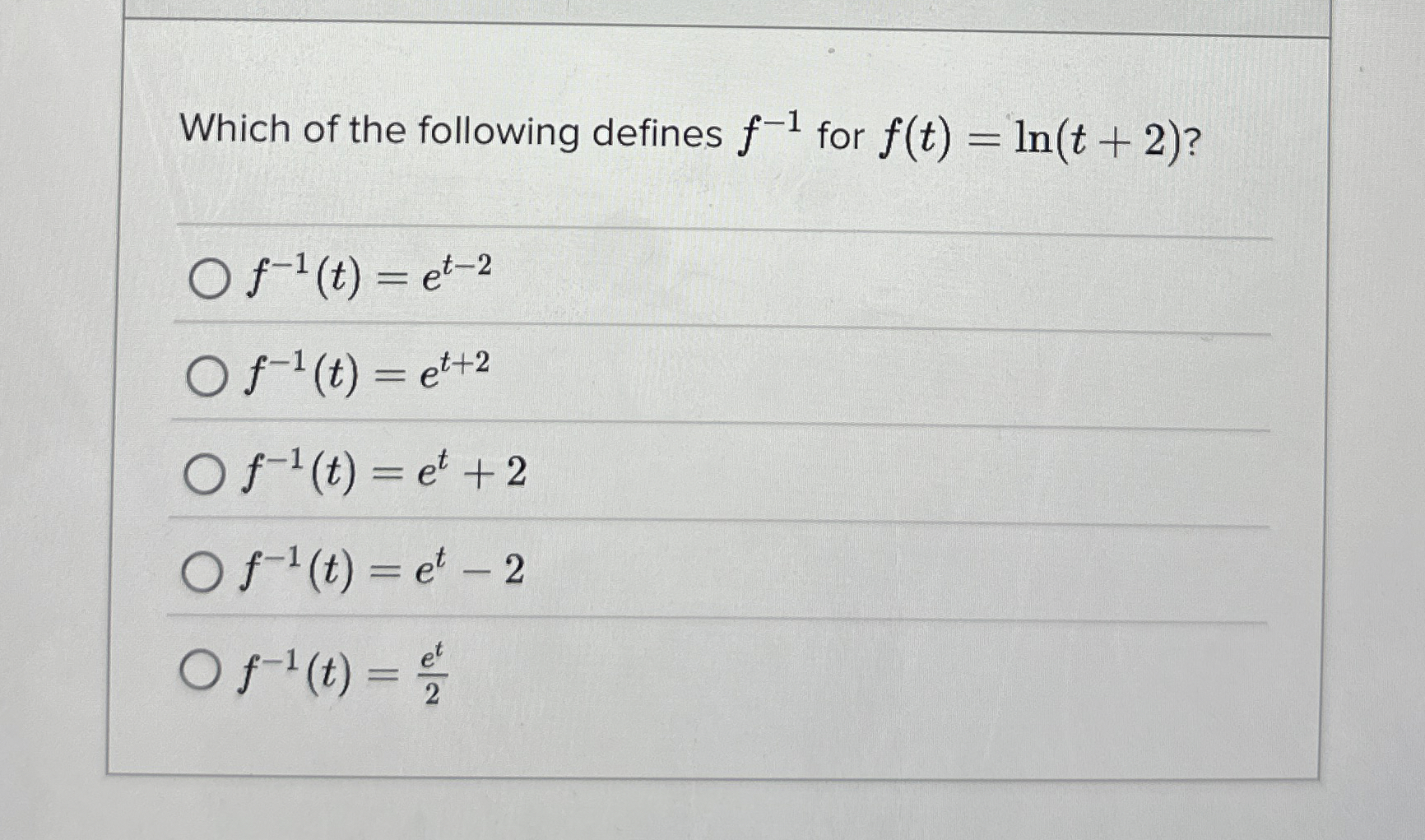 Which of the following defines f-1 ﻿for | Chegg.com