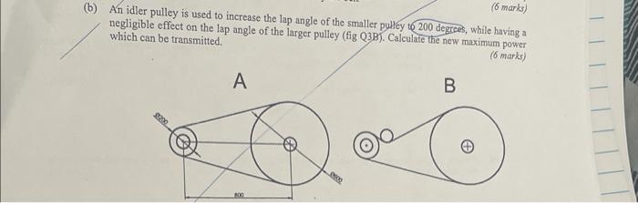 Solved b) An idler pulley is used to increase the lap angle | Chegg.com