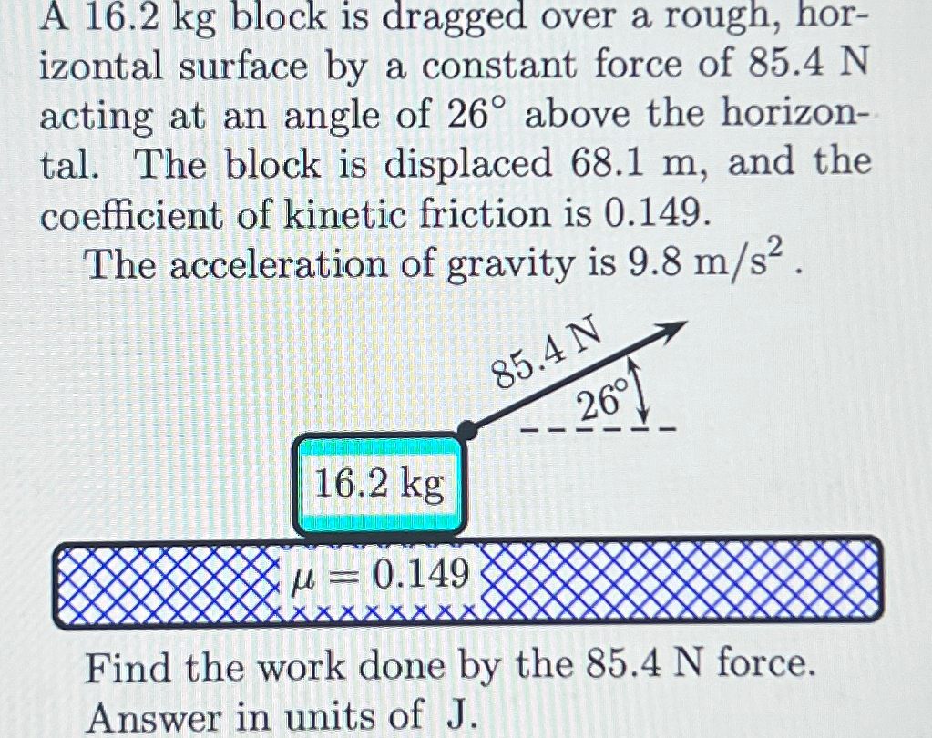 Solved A 16.2kg ﻿block is dragged over a rough, horizontal | Chegg.com