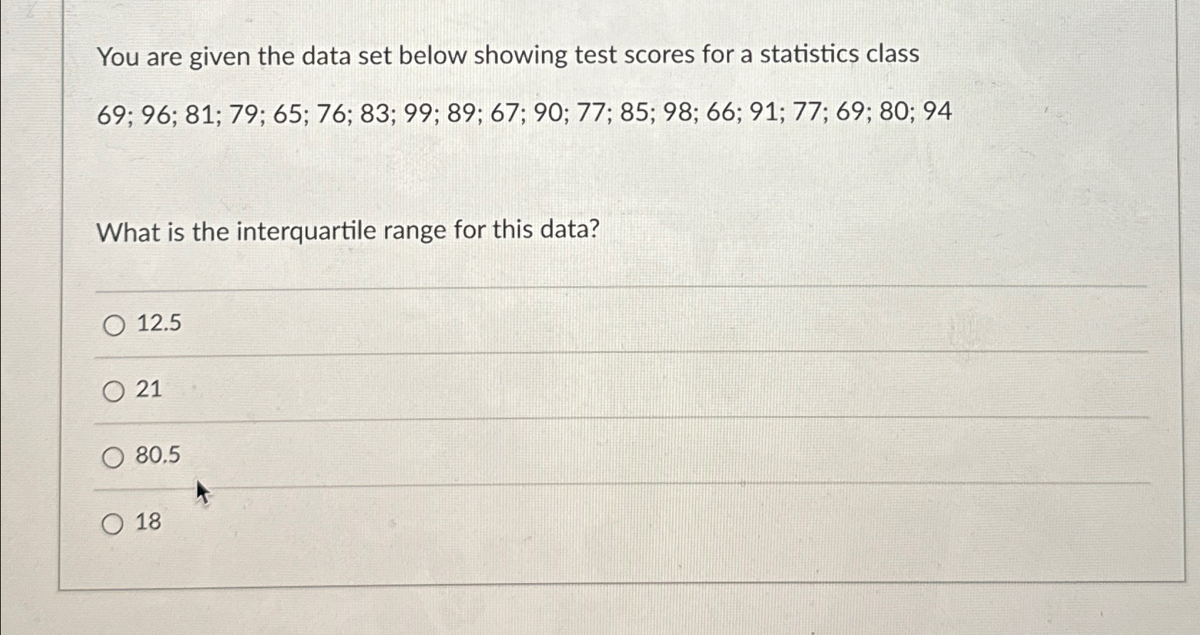 Solved You are given the data set below showing test scores | Chegg.com