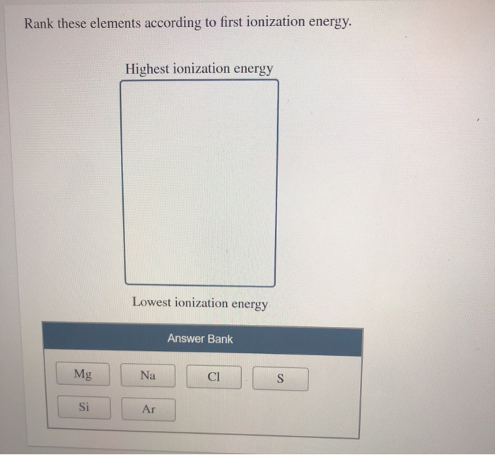 Solved Arrange the elements according to their firs | Chegg.com
