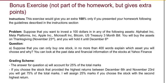 Solved Bonus Exercise (not part of the homework, but gives | Chegg.com