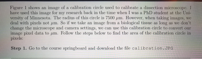 Solved Figure 1 shows an image of a calibration circle used | Chegg.com