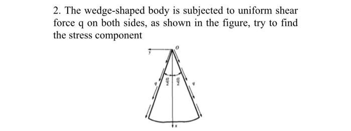 Solved 2. The wedge-shaped body is subjected to uniform | Chegg.com