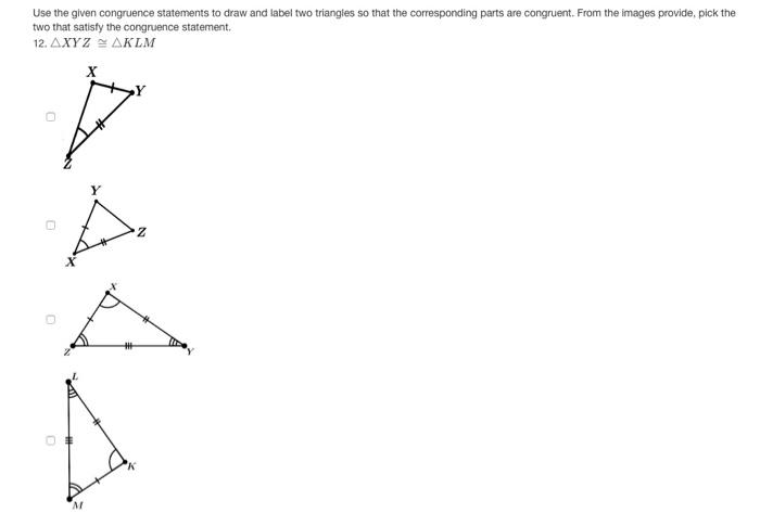 Solved Use the given congruence statements to draw and label | Chegg.com