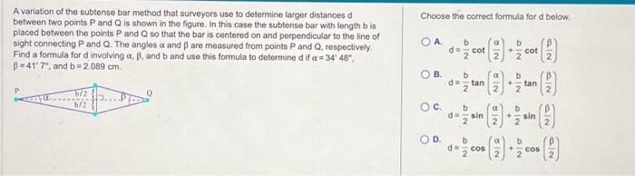 Solved A variation of the subtense bar method that surveyors | Chegg.com
