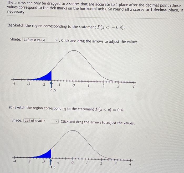 Solved The arrows can only be dragged to z scores that are | Chegg.com