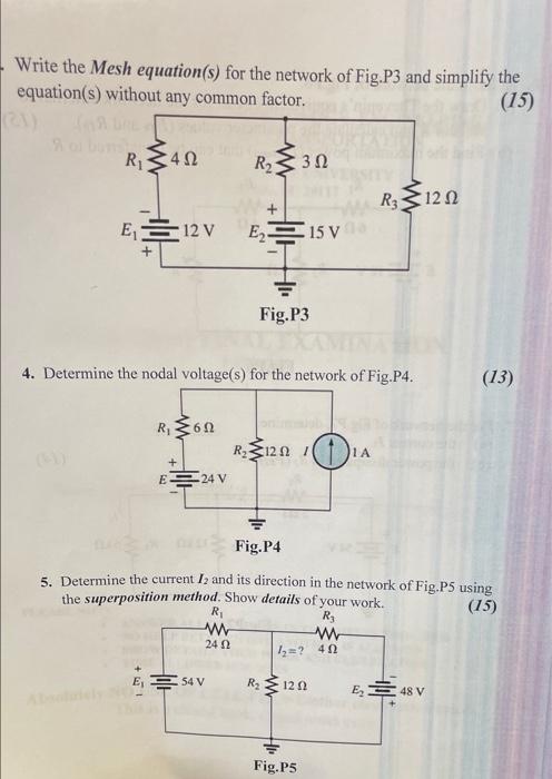 Solved Write the Mesh equation(s) for the network of Fig.P3 | Chegg.com