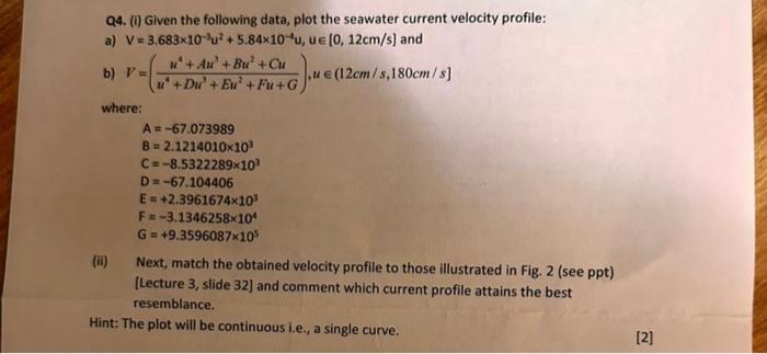 Solved Q4. (i) Given the following data, plot the seawater | Chegg.com