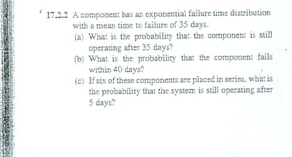 Solved A component has an exponential failure time | Chegg.com