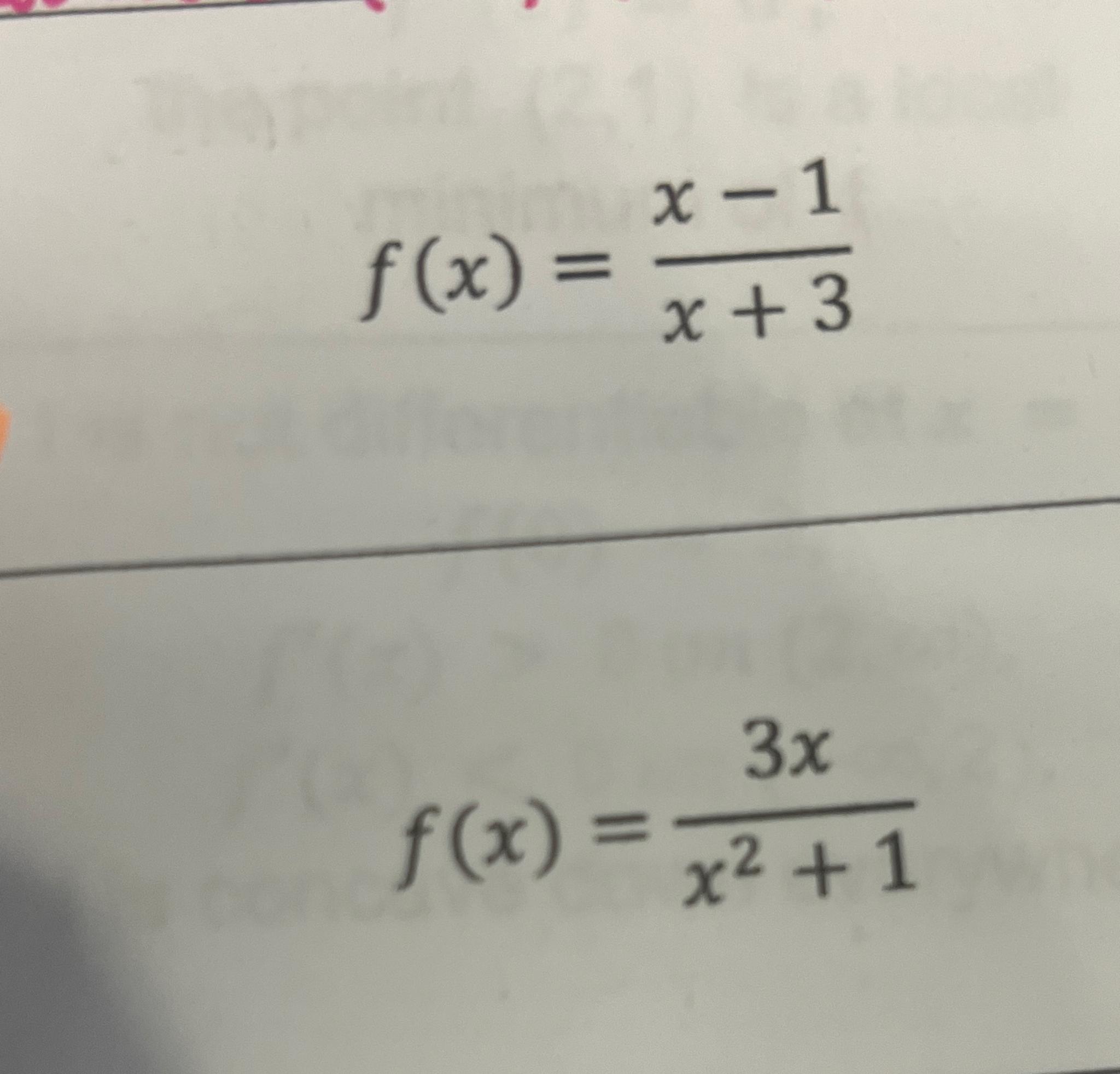 Solved f(x)=x-1x+3 | Chegg.com