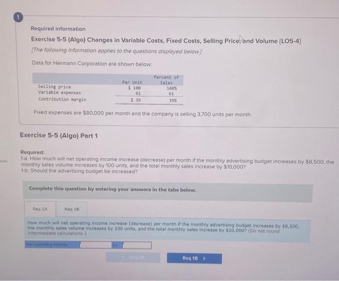 Solved Required information Exercise 5-5 (Algo) Changes in | Chegg.com