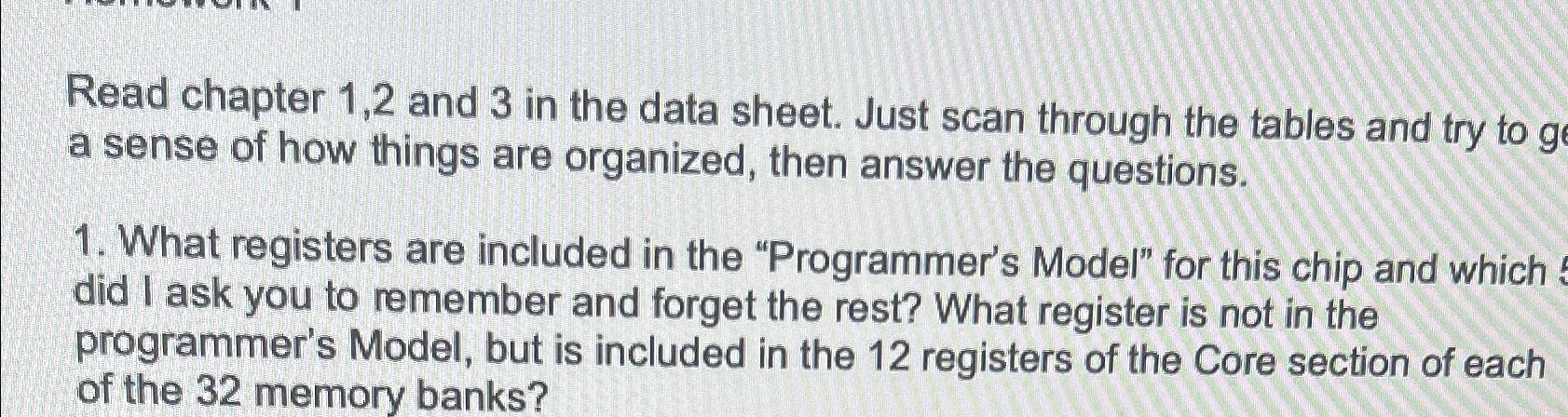 Solved Read chapter 1,2 ﻿and 3 ﻿in the data sheet. Just scan | Chegg.com