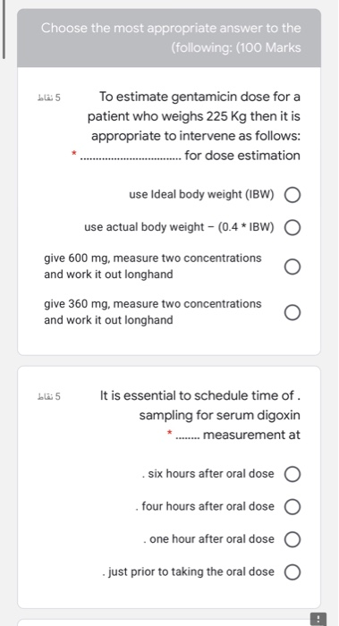 Solved Choose the most appropriate answer to the (following: | Chegg.com