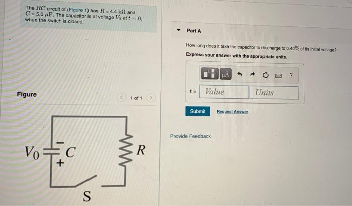Solved The RC circuit of (Figure 1) has R = 4.4 kN and C = | Chegg.com