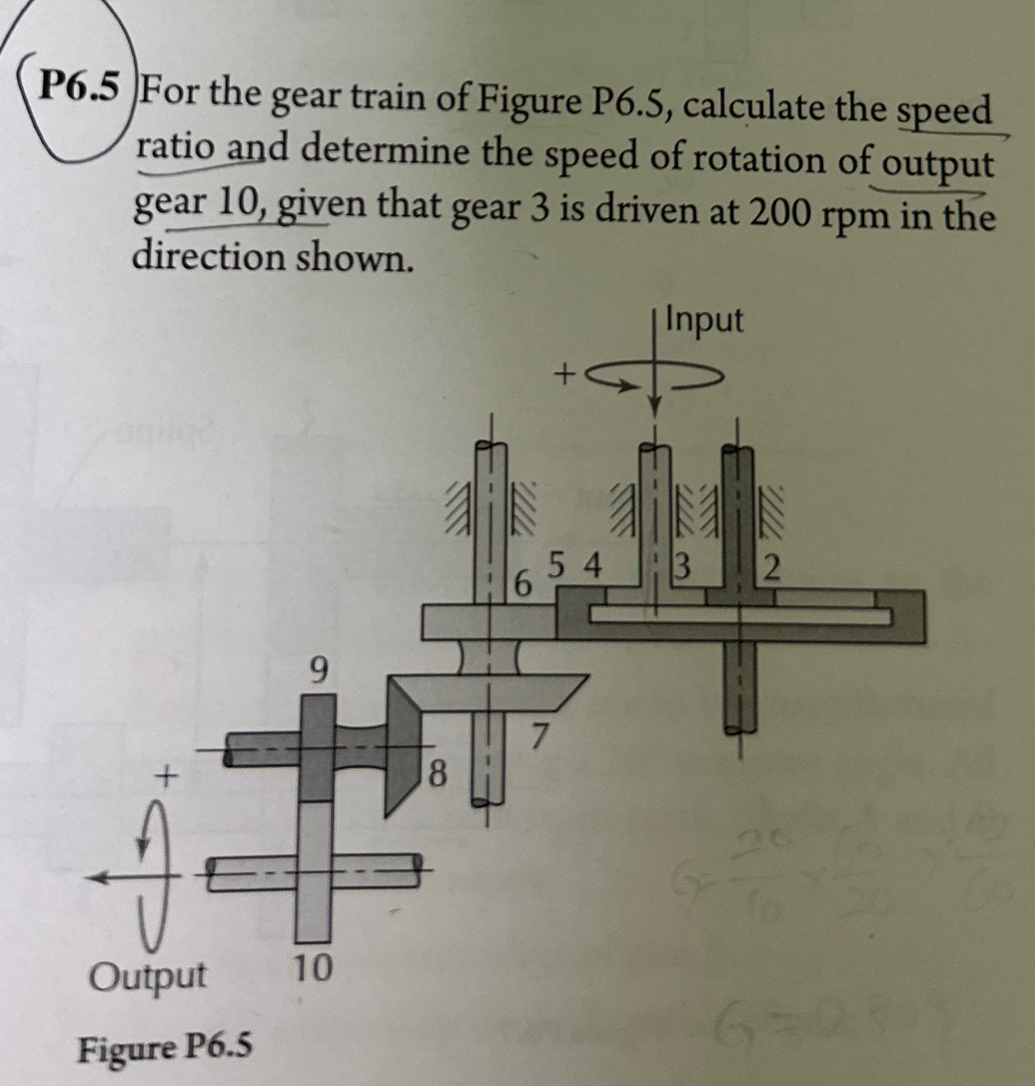 Solved P6.5 ﻿For the gear train of Figure P6.5, ﻿calculate | Chegg.com
