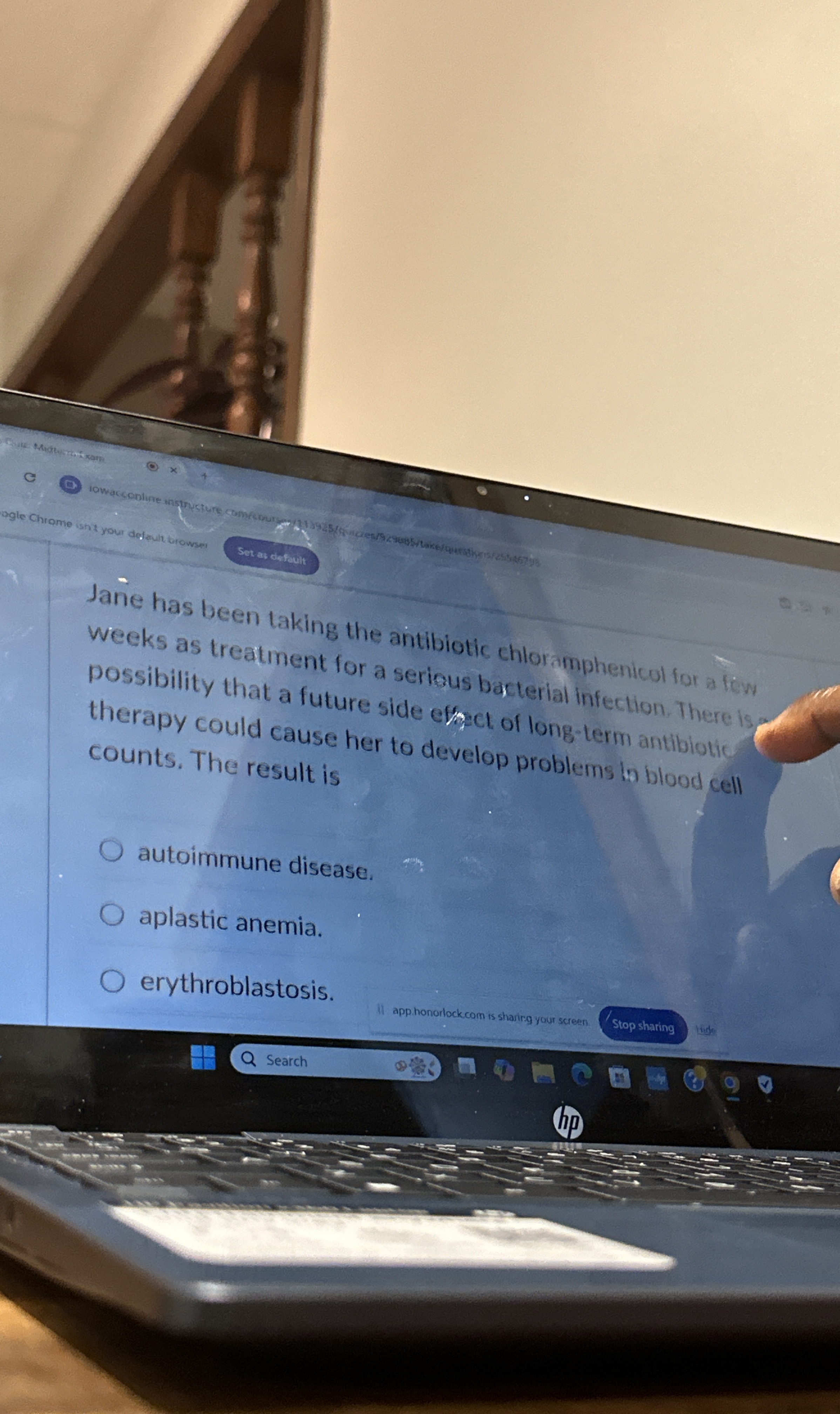 Solved Jane has been taking the antibiotic chloramphenicol | Chegg.com
