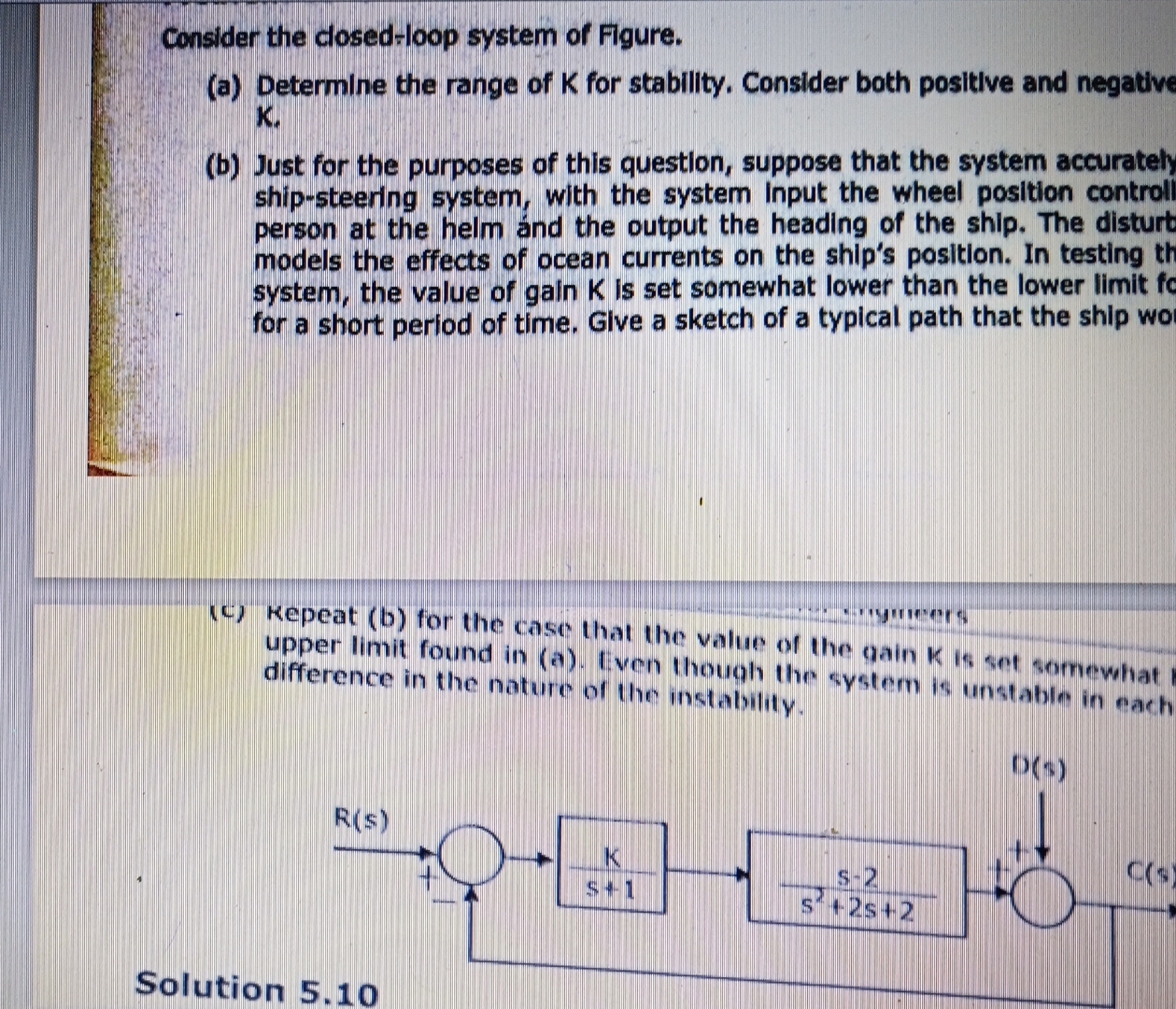 Consider the closed-loop system of Figure.(a) | Chegg.com