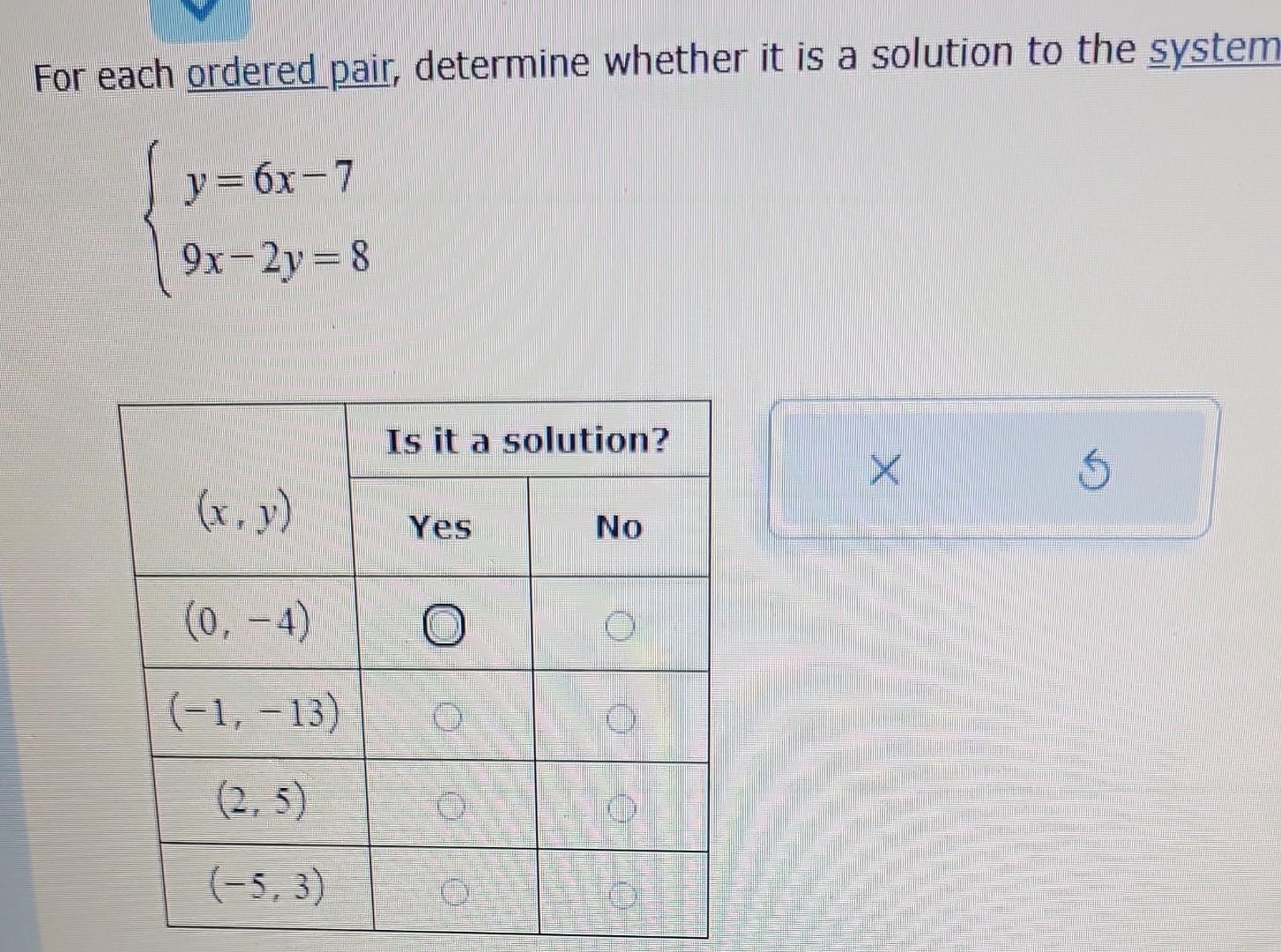 Solved For each ordered pair, determine whether it is a | Chegg.com