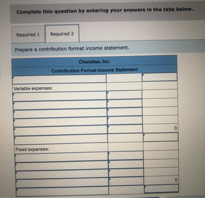 Solved Exercise 1-6 Traditional and Contribution Format | Chegg.com
