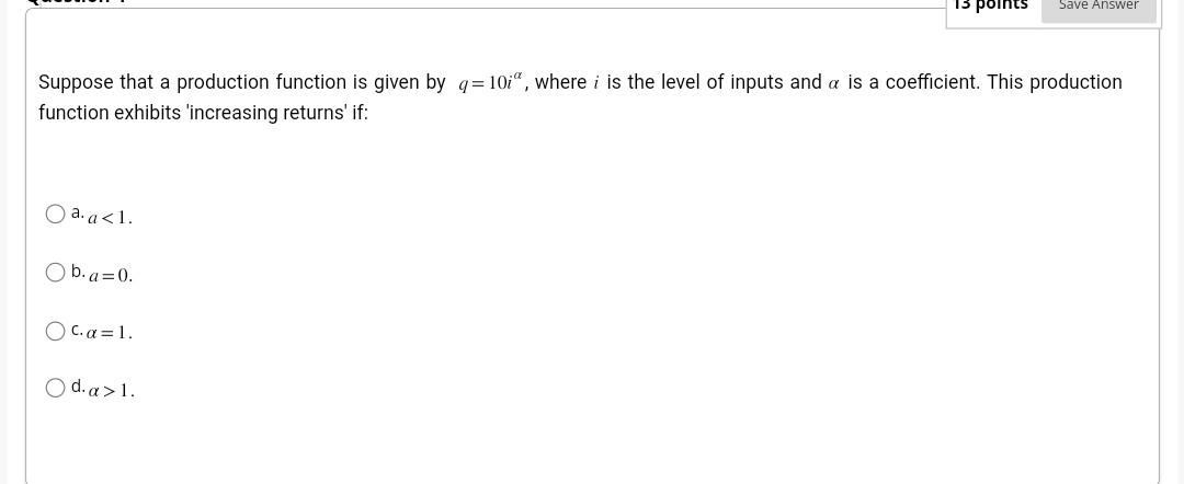 Solved Suppose that a production function is given by | Chegg.com