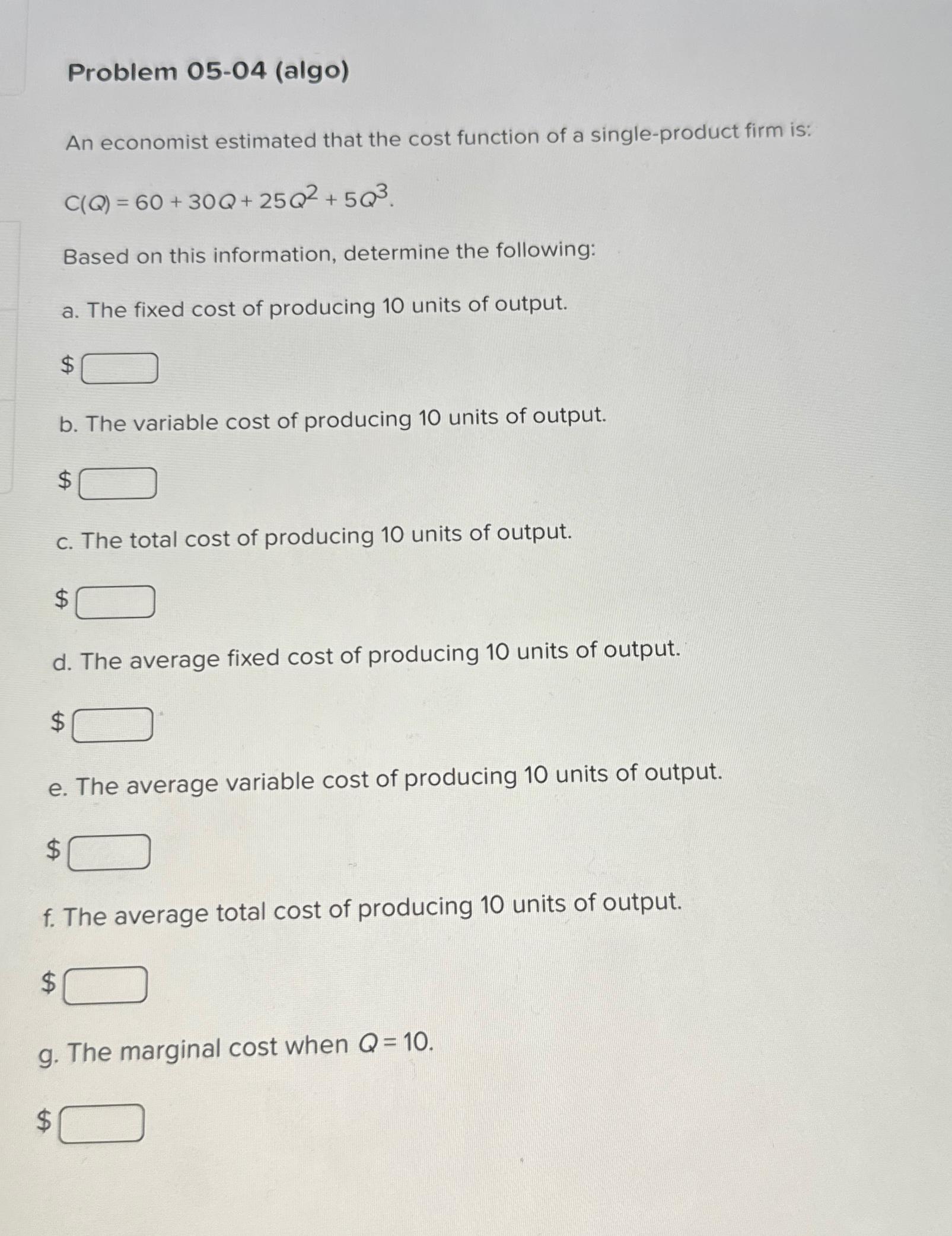 Solved Problem 05-04 (algo)An economist estimated that the | Chegg.com