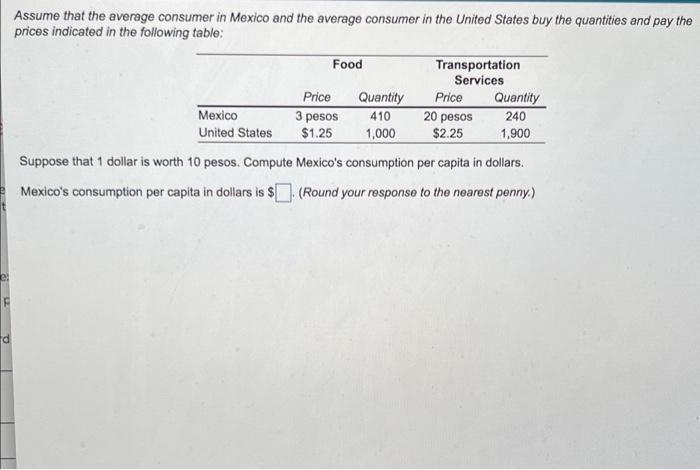 Solved Assume that the average consumer in Mexico and the | Chegg.com