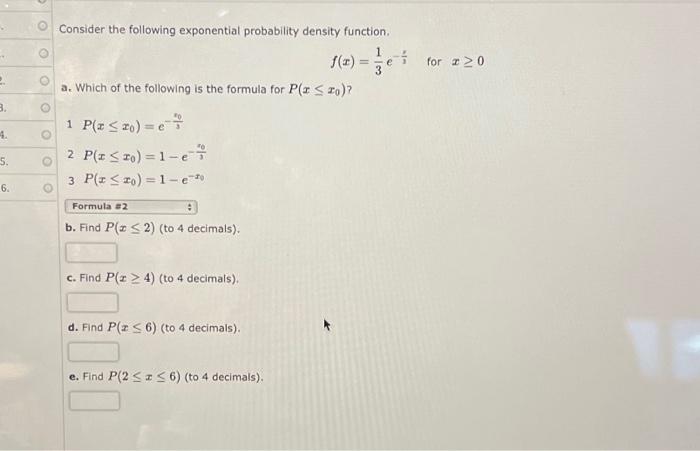 Solved Consider the following exponential probability | Chegg.com