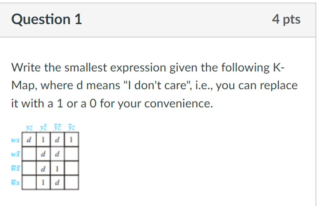 Solved Question 1Write the smallest expression given the | Chegg.com