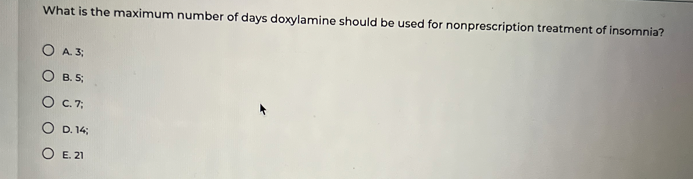 Solved What is the maximum number of days doxylamine should | Chegg.com