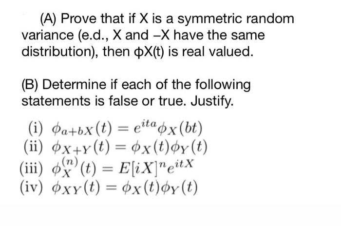 Solved (A) Prove that if X is a symmetric random variance | Chegg.com