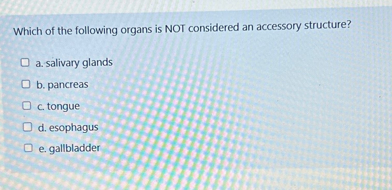 Solved Which of the following organs is NOT considered an | Chegg.com