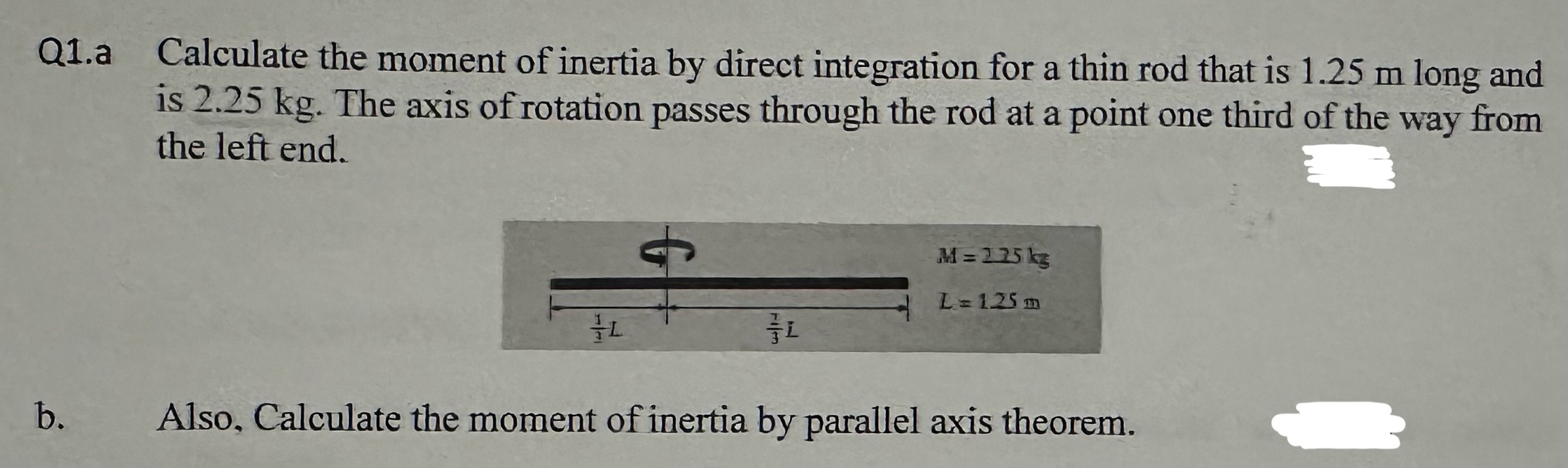 Solved Q1.a Calculate the moment of inertia by direct | Chegg.com