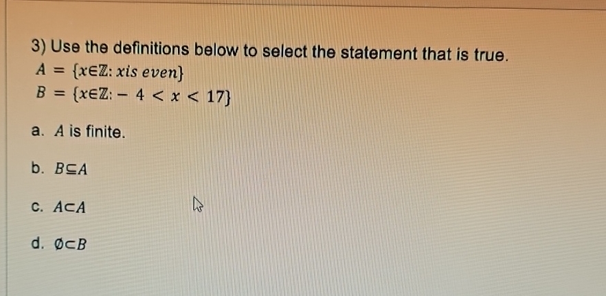 Use the definitions below to select the statement | Chegg.com