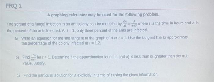 Solved A graphing calculator may be used for the following | Chegg.com