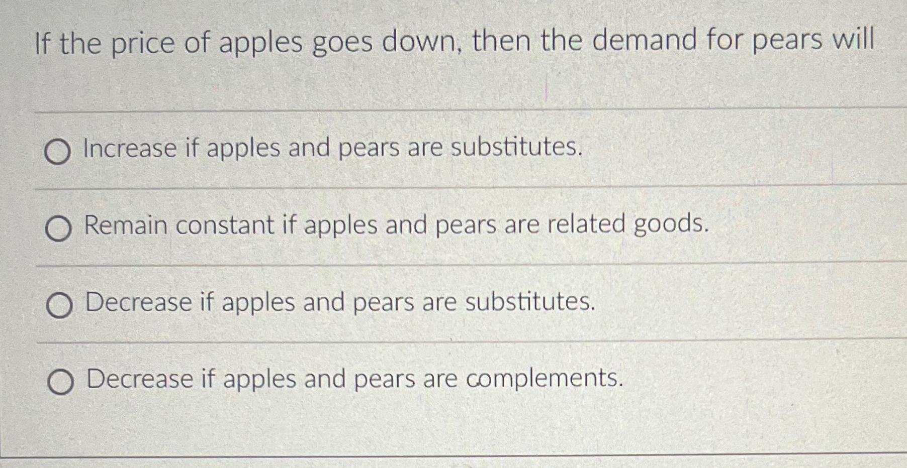 Solved If the price of apples goes down, then the demand for | Chegg.com