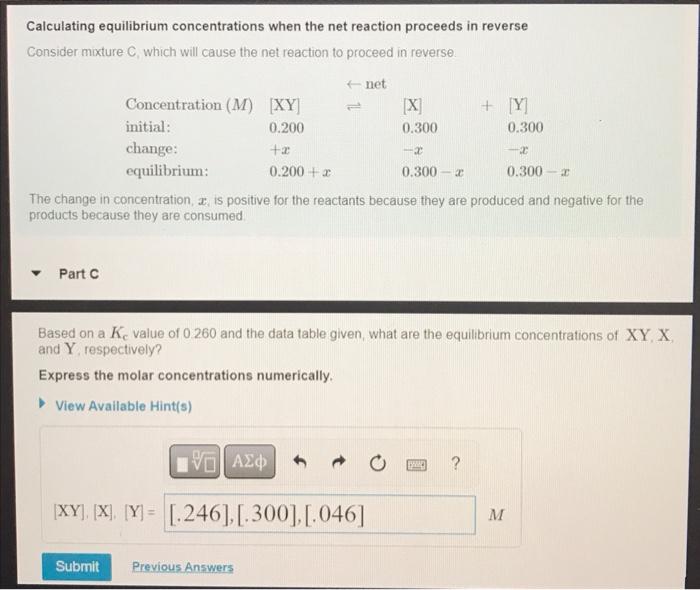 Solved Calculating equilibrium concentrations when the net | Chegg.com
