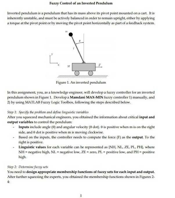 Solved Fuzzy Control of an Inverted Pendulum Inverted | Chegg.com